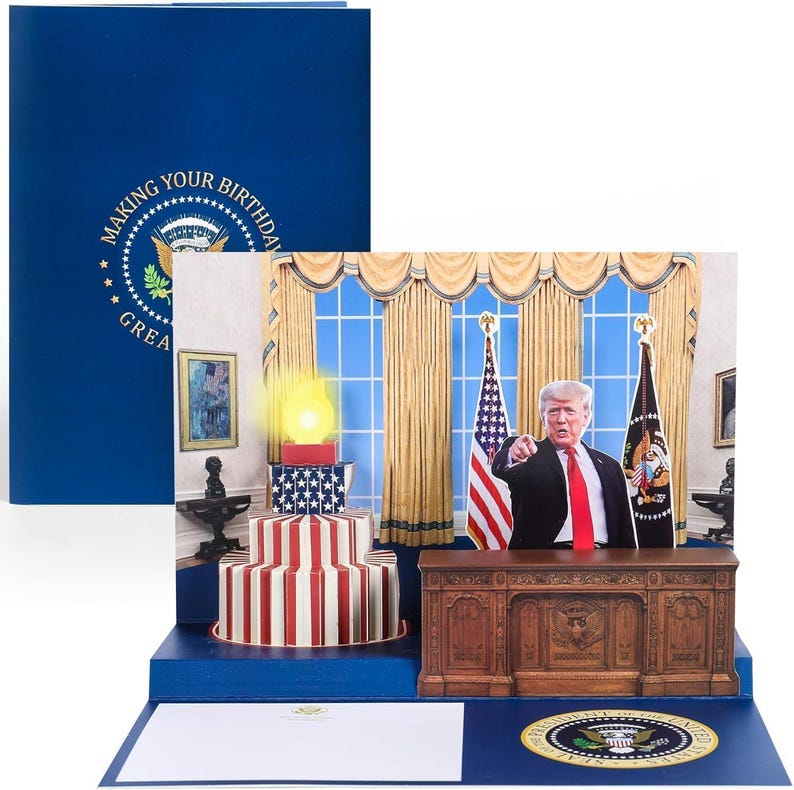 Pop up Donald Trump Birthday Card With Light, Sound, and Trump Hair ...