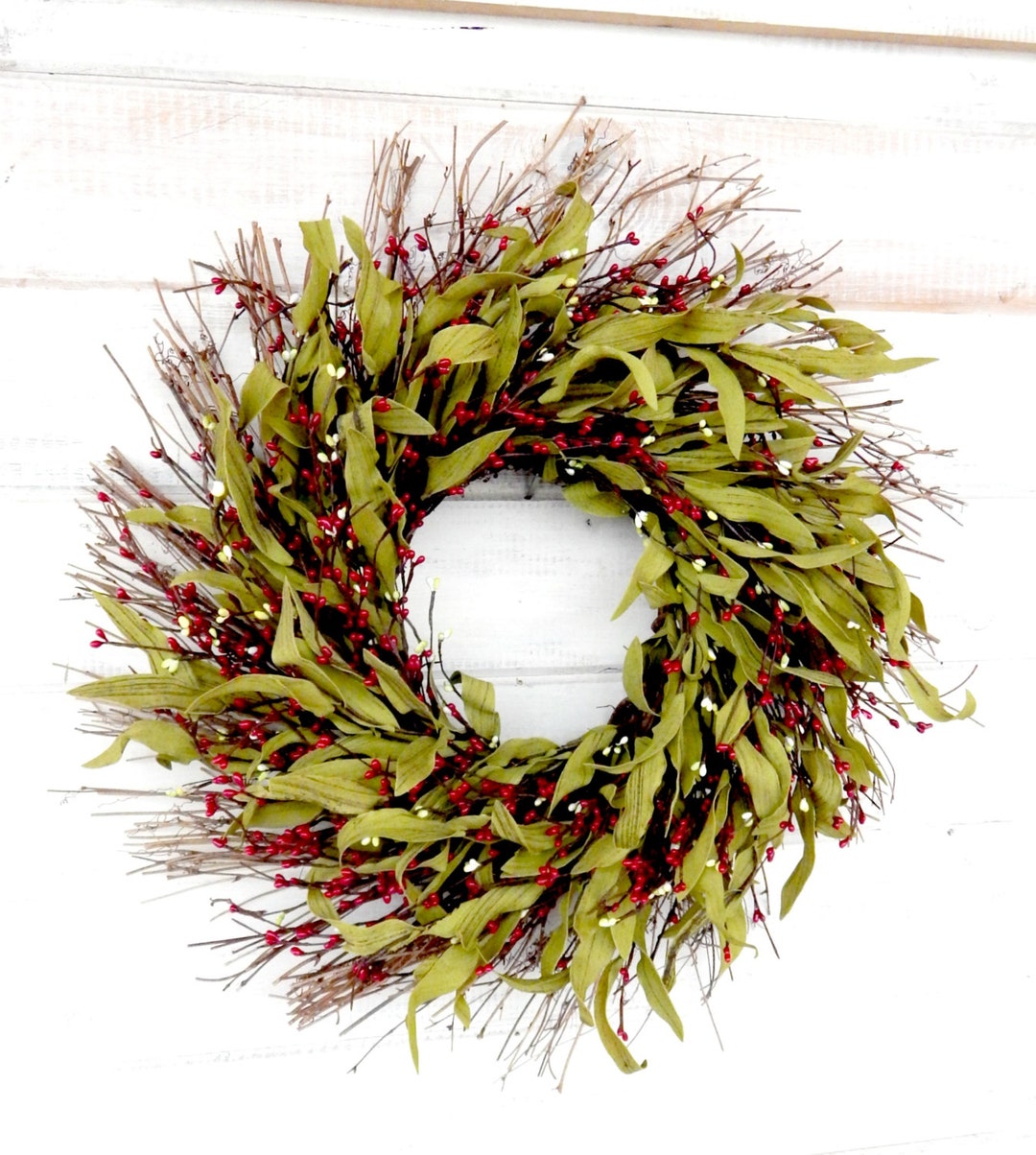 Rustic,summer Wreath-twig Front Door Décor-modern Farmhouse/cottage ...