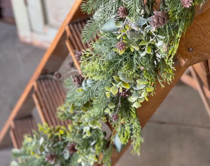 Holiday Garland-christmas Garland-6ft Eucalyptus Garland-pinecone ...
