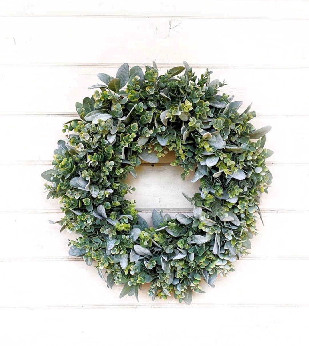 Modern Cottage Lambs Ear, Eucalyptus Front Door Wreath-year-round ...