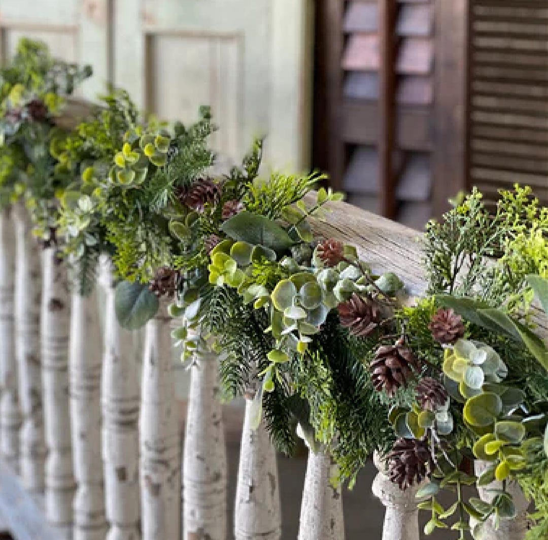Winter Garland-mantle Greenery-eucalyptus and Pinecone Garland-holiday ...