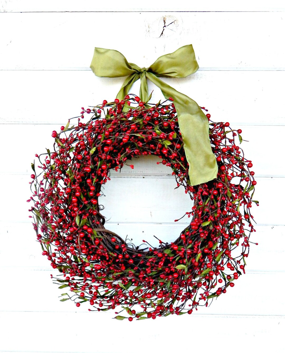 Winter Wreath-rustic Red Berry Wreath-christmas Home Decor-winter Wall ...