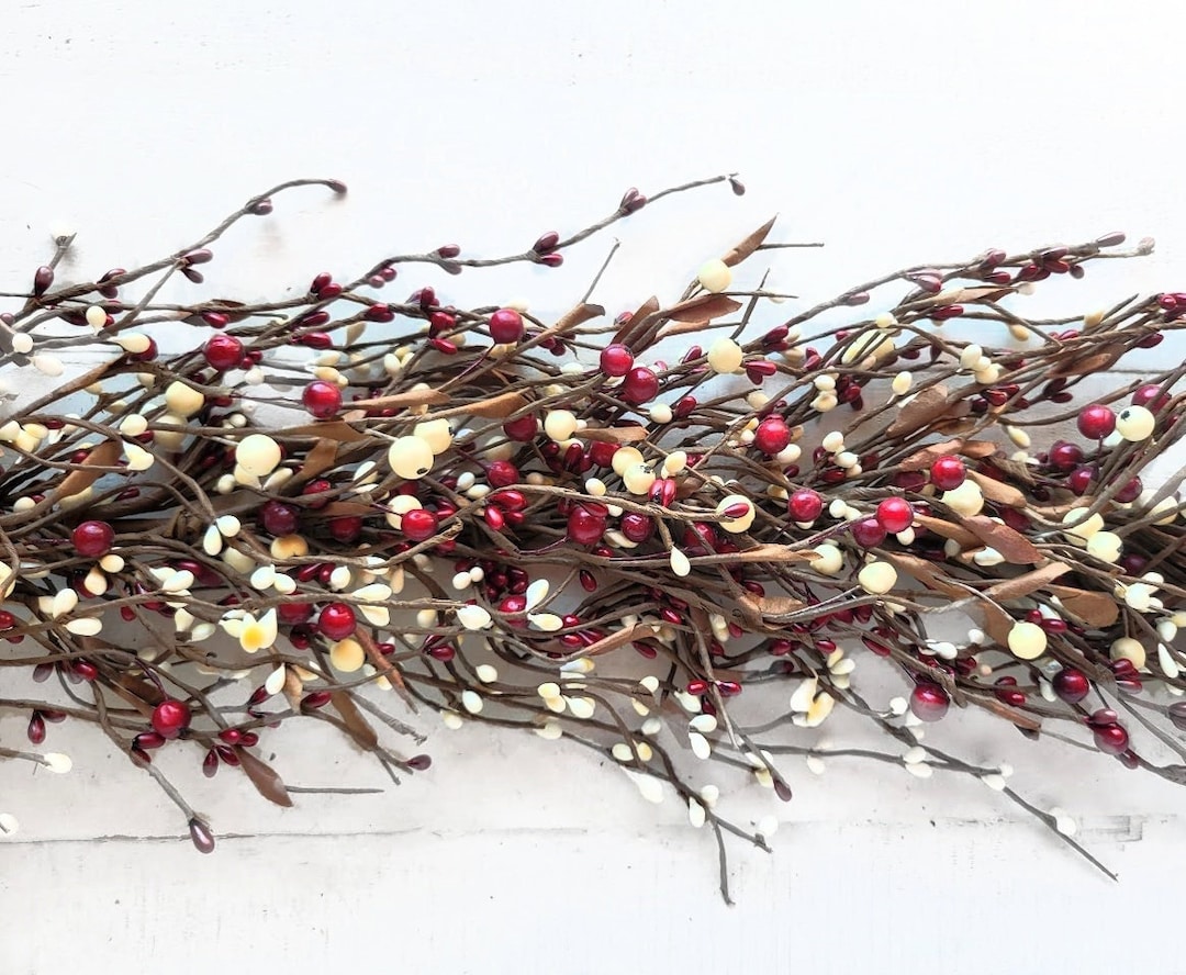 Antique Red and Cream Mantel Garland-valentines Day Garland-everyday ...