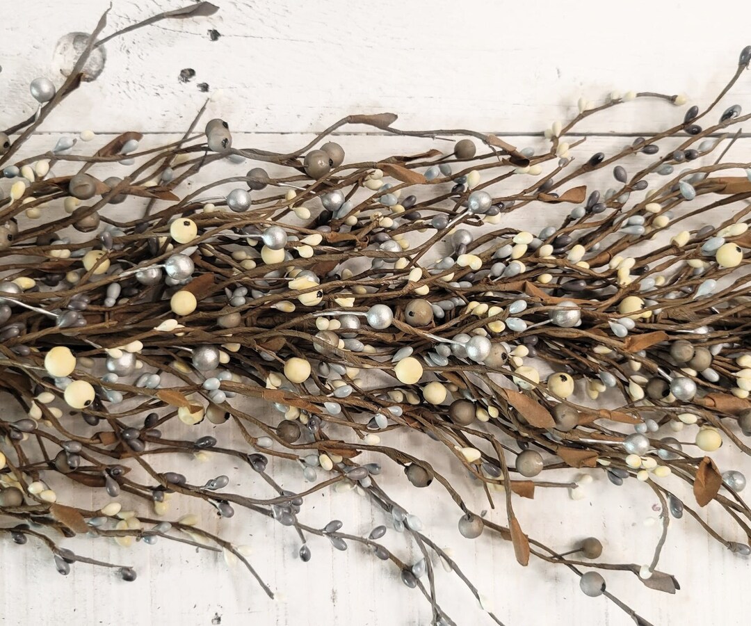 Gray Berry Garland-modern Cottage Decor-silver, GRAY & CREAM Garland ...