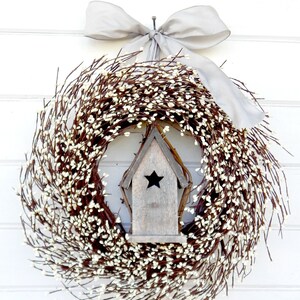 Farmhouse Decor-summer Wreath-bird House,front Door Decor Wreath ...