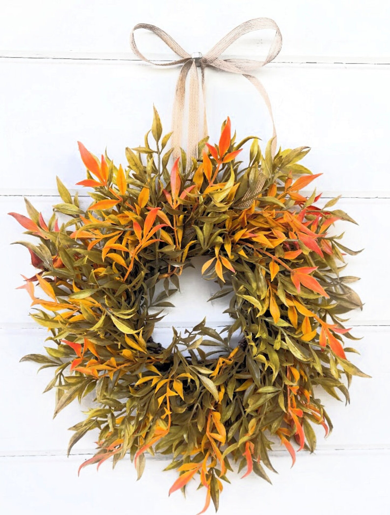 MINI Wreath-window Wreath-fall Wreath-orange Similax-farmhouse - Etsy