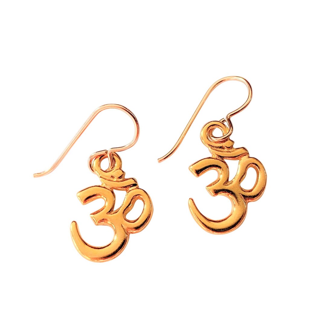 Gold Om Ohm Aum Symbol Dangle Drop Earrings Meditation - Etsy