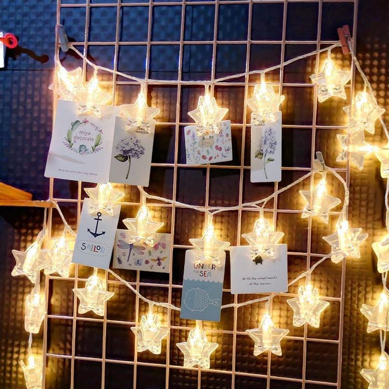 Star Clip String Lights – Warm LED Photo Display Lights for Creative ...