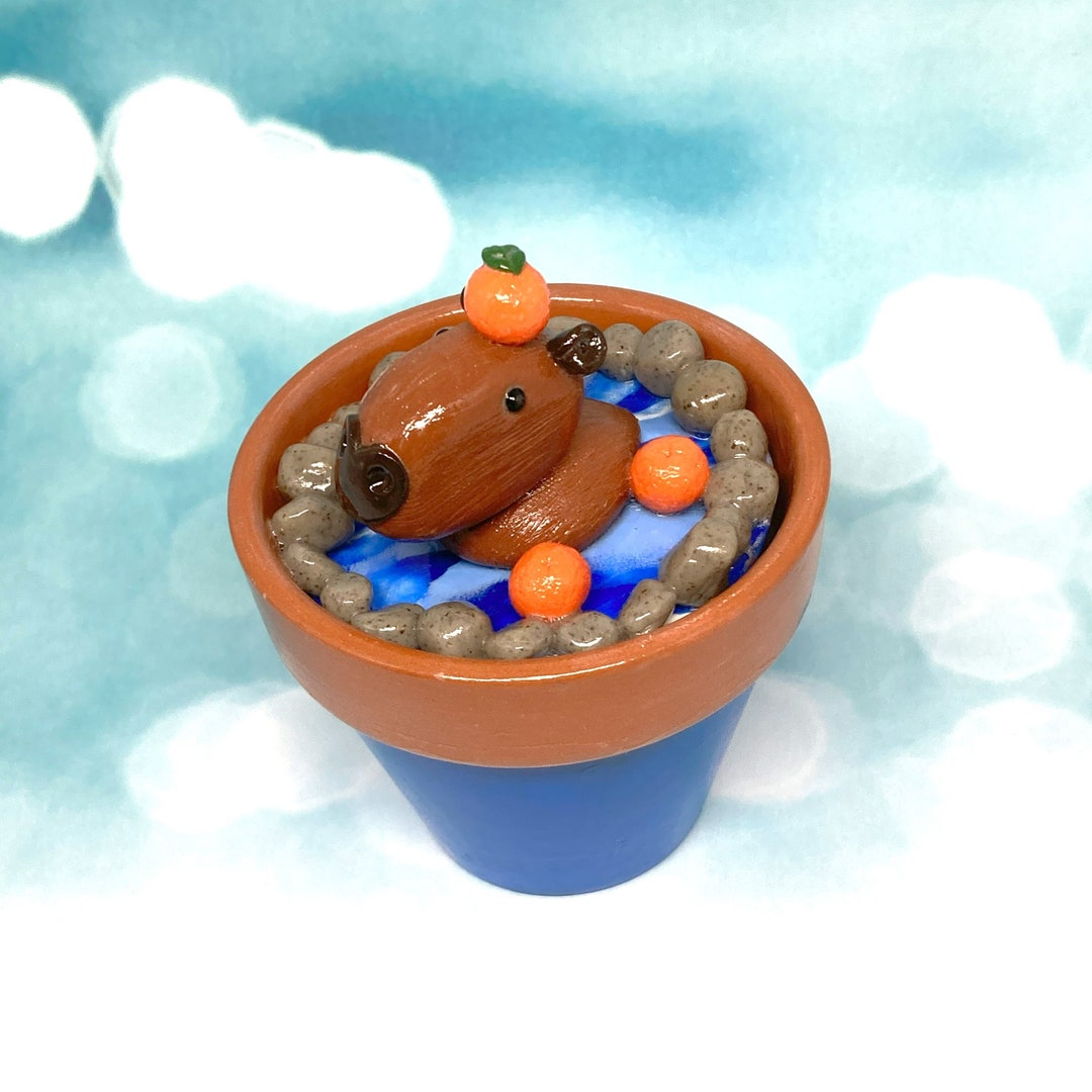 Capybara Figure, Fake Plant, Capybara Decor, Hot Spring Capybara ...