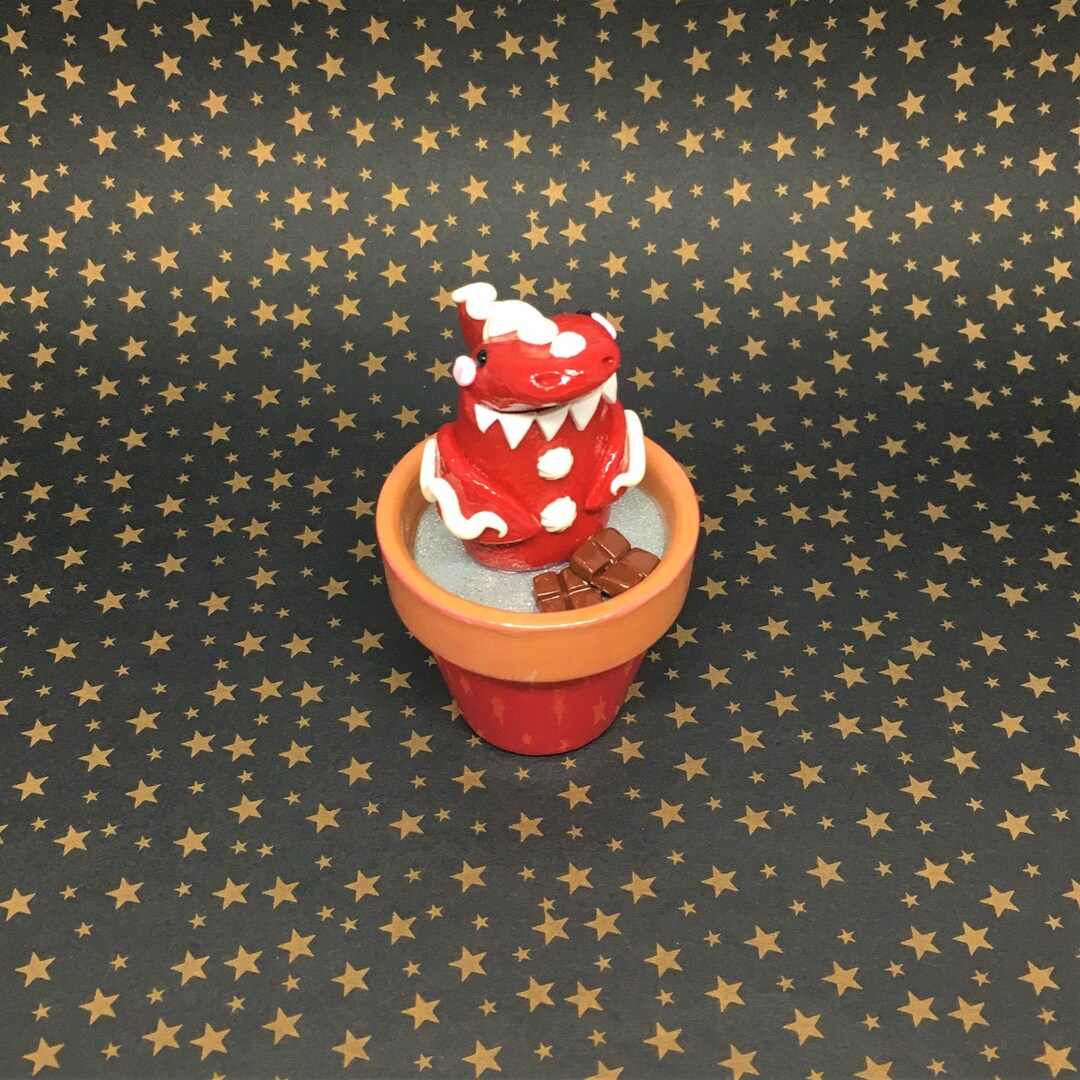 Shark Figure, Fake Plant, Shark Decor, Red Velvet Shark, Handmade Clay ...