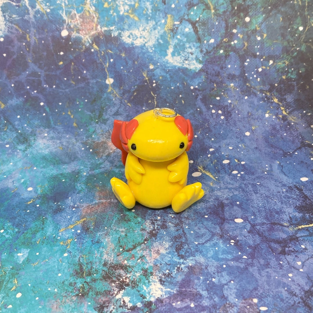 Axolotl Figure, Axolotl Ornament, Axolotl Art, Yellow Axoltol, Clay ...
