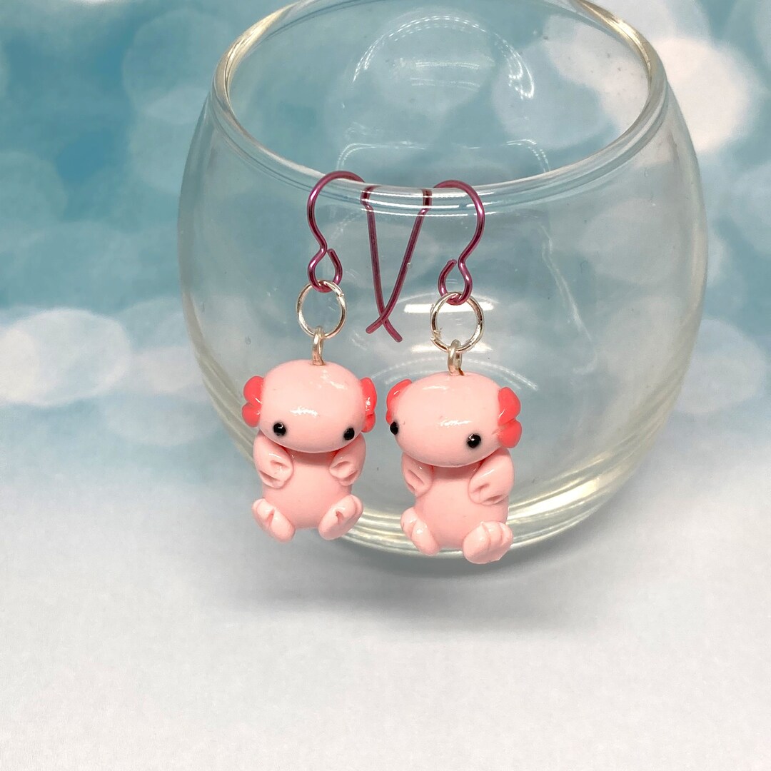Axolotl Earrings Axolotls Amphibians Handmade Polymer - Etsy