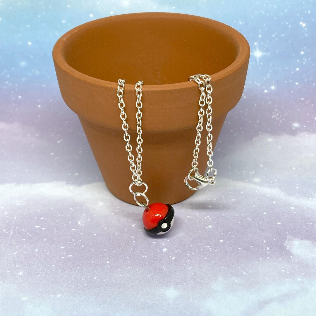 Pokeball Necklace, Pokemon, Pokeball, Polymer Clay, Handmade, Game ...