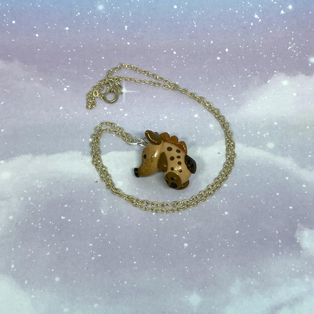 Polymer Clay Hyena Charm Necklace, Animal Jewelry - Etsy