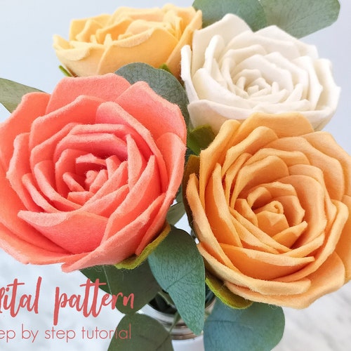 Felt Flower Pattern/tutorial PDF Download: DIY Felt Flowers | Etsy
