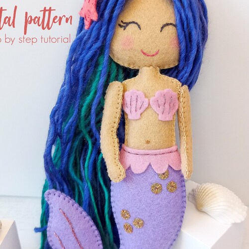 Mermaid PDF Felt Pattern Easy Doll DIY Template & - Etsy