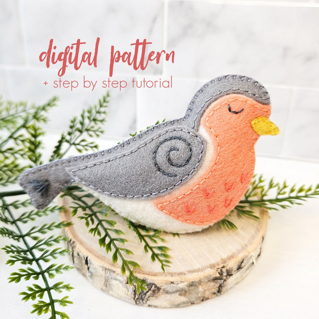 Felt Robin Sewing Pattern PDF, Felt Bird SVG Instant Download Pattern ...