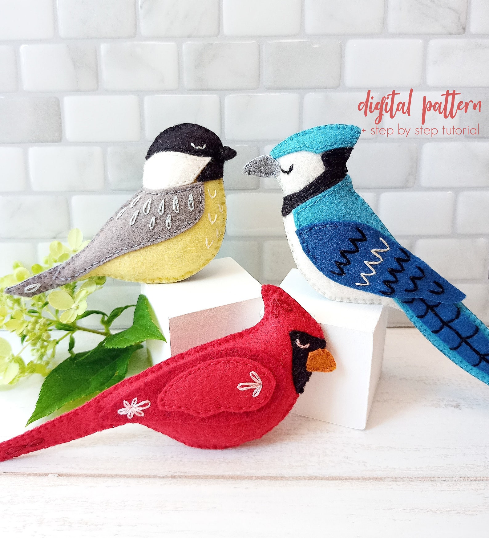 Set of 5 Felt Bird Patterns, PDF Sewing Pattern Set, Printable ...