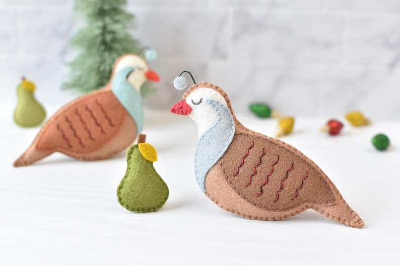 Partridge Felt Sewing Pattern (PDF, SVG), Christmas Ornament DIY, Felt ...