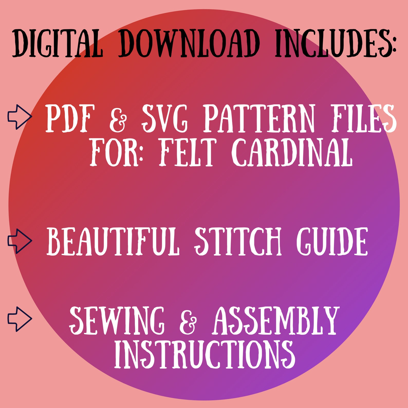 Cardinal Sewing Pattern PDF, Felt Red Bird SVG Instant Download Pattern ...