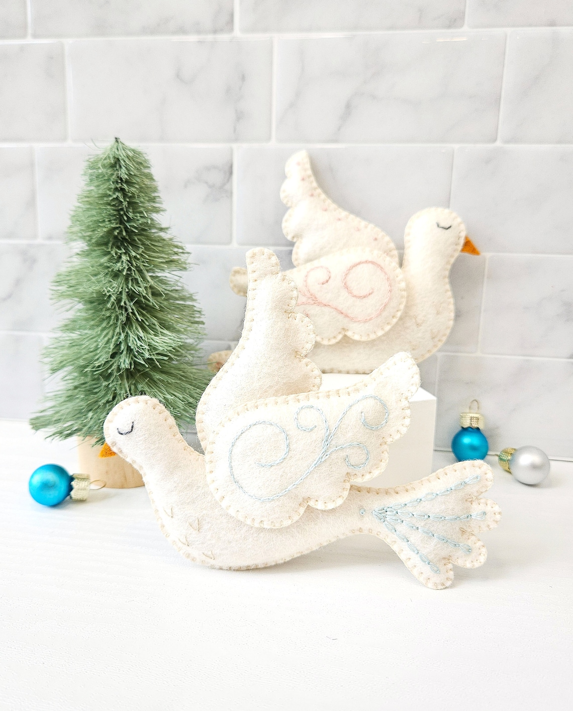Felt Dove Sewing Pattern PDF, Easy Christmas Felt Ornament DIY, White ...