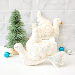 Felt Dove Sewing Pattern PDF, Easy Christmas Felt Ornament DIY, White ...