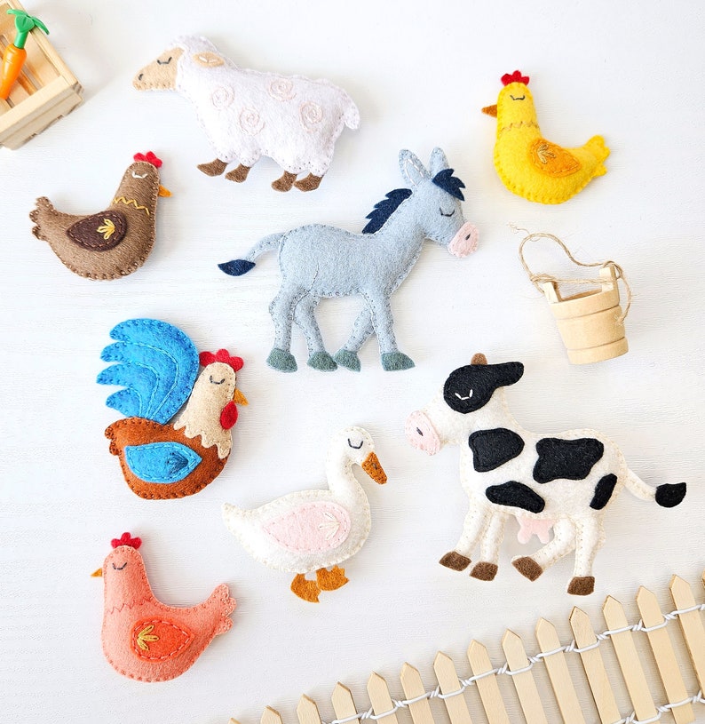 6 Felt Farm Animals Set - PDF & SVG Sewing Patterns, Felt Farm Animal ...