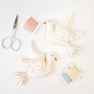 Felt Dove Sewing Pattern PDF, Easy Christmas Felt Ornament DIY, White ...