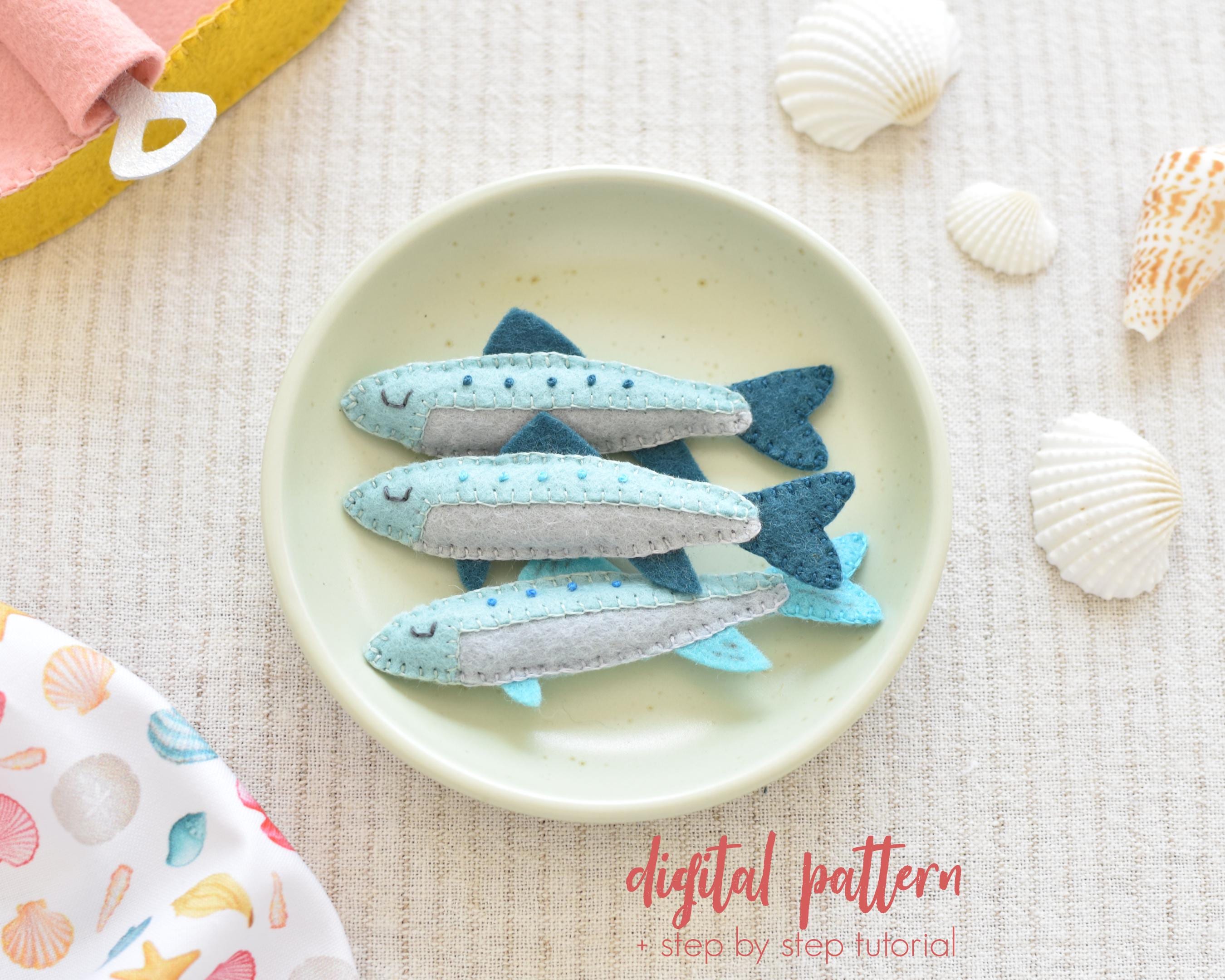 Felt Sardine Sewing Pattern PDF, Easy Felt Fish DIY, Tin of Sardines ...
