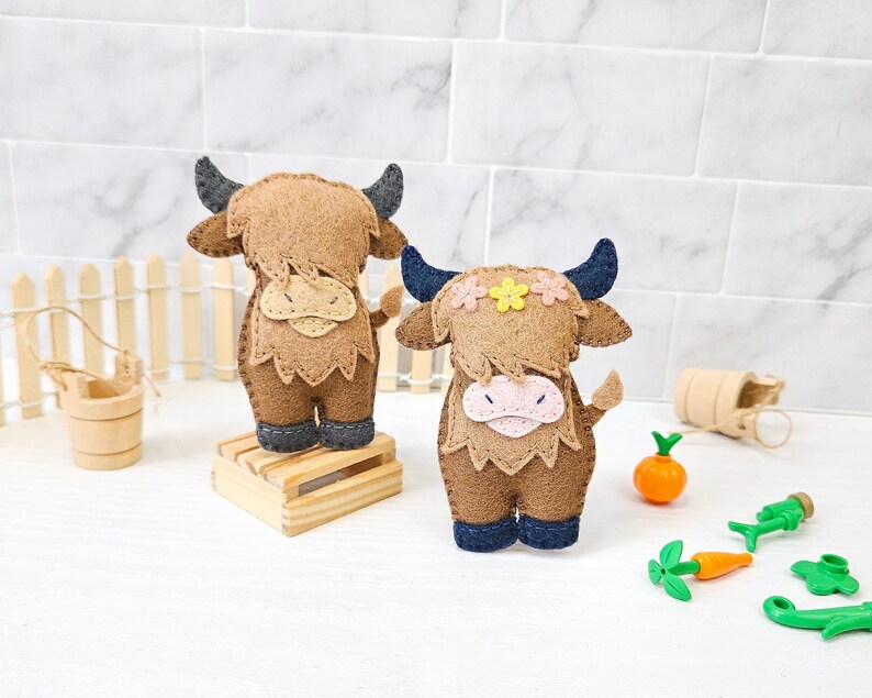 Highland Cow Sewing Pattern PDF, Easy Felt Animal DIY, Felt Cow ...