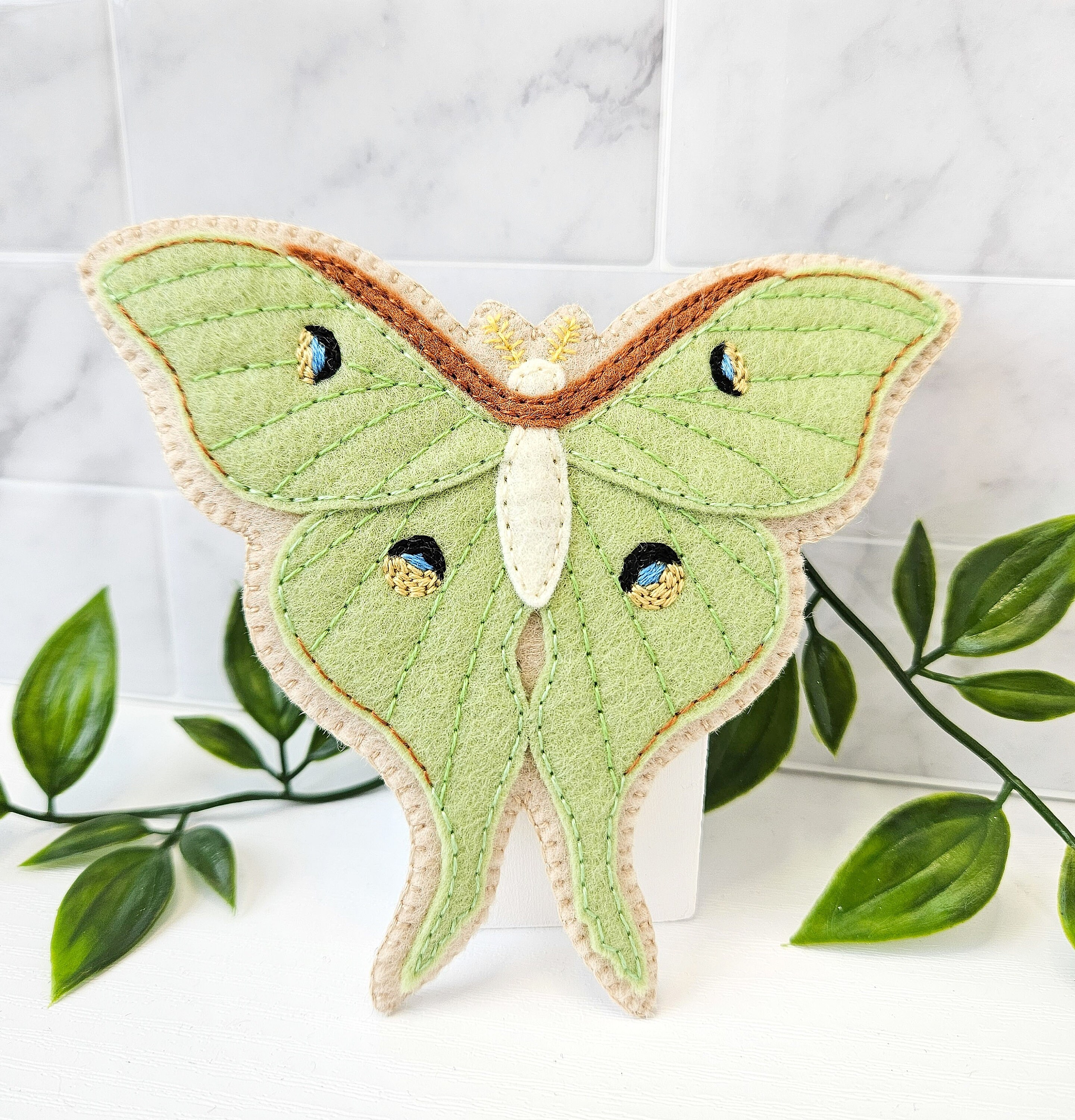 Felt Luna Moth Sewing Pattern - PDF & SVG Moth Pattern. Hand Embroidered Felt Insect. Felt Moth ...