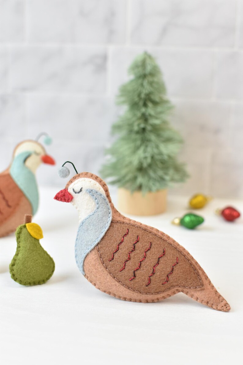 Partridge Felt Sewing Pattern (PDF, SVG), Christmas Ornament DIY, Felt ...