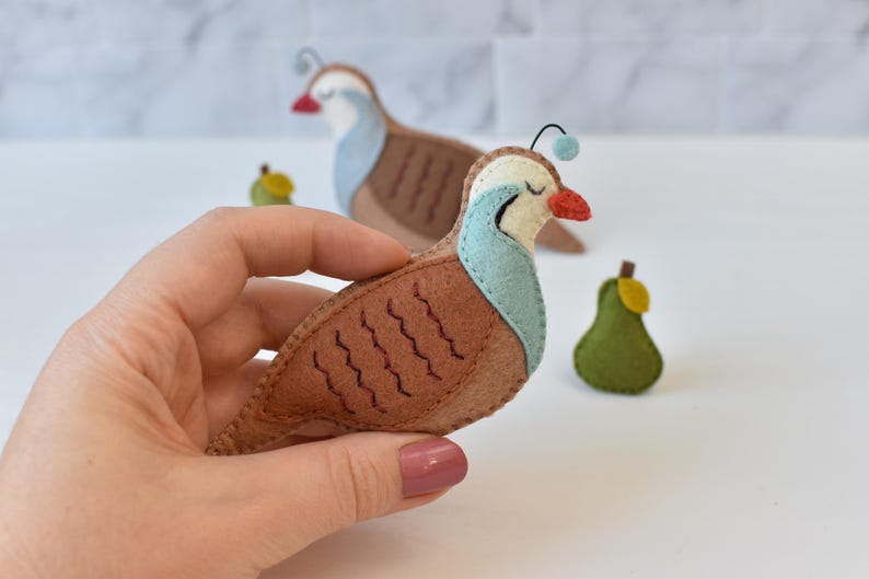 Partridge Felt Sewing Pattern (PDF, SVG), Christmas Ornament DIY, Felt ...