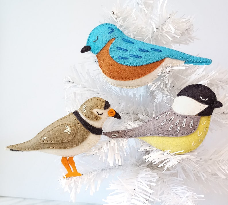 Felt Pattern Set of 3 Birds DIY Embroidered Felt Bird | Etsy