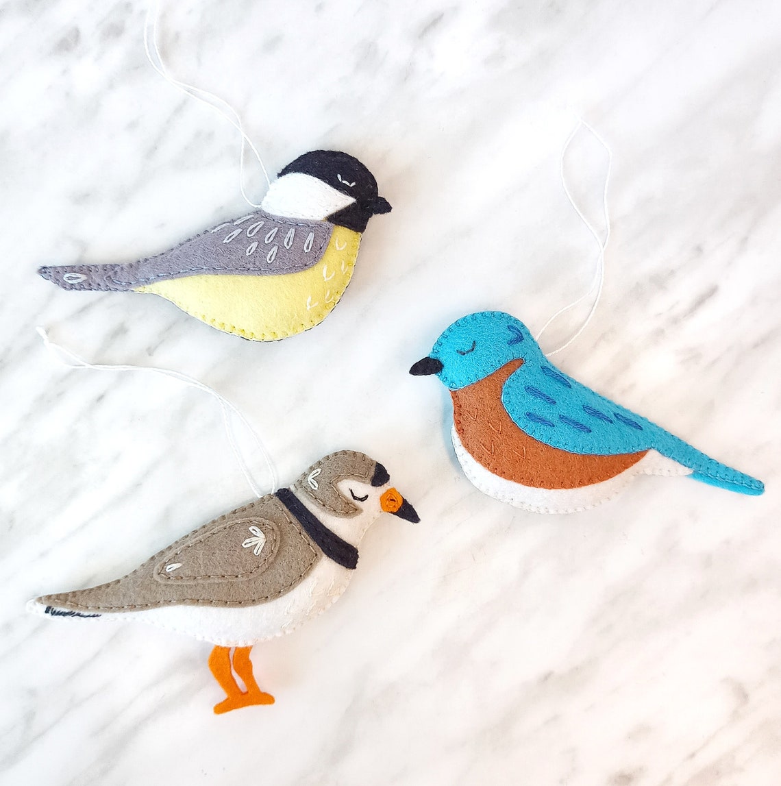 Felt Pattern Set of 3 Birds DIY Embroidered Felt Bird | Etsy