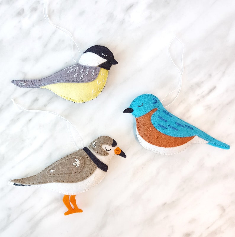 Felt Pattern Set of 3 Birds DIY Embroidered Felt Bird | Etsy