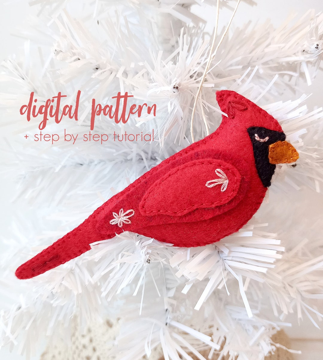 Cardinal Sewing Pattern PDF, Felt Red Bird SVG Instant Download Pattern ...