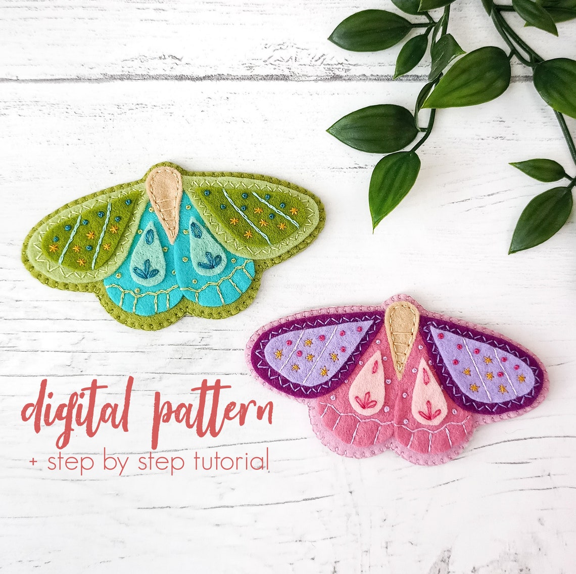 PDF Felt Pattern Felt Embroidered Moth. Hand Embroidery - Etsy