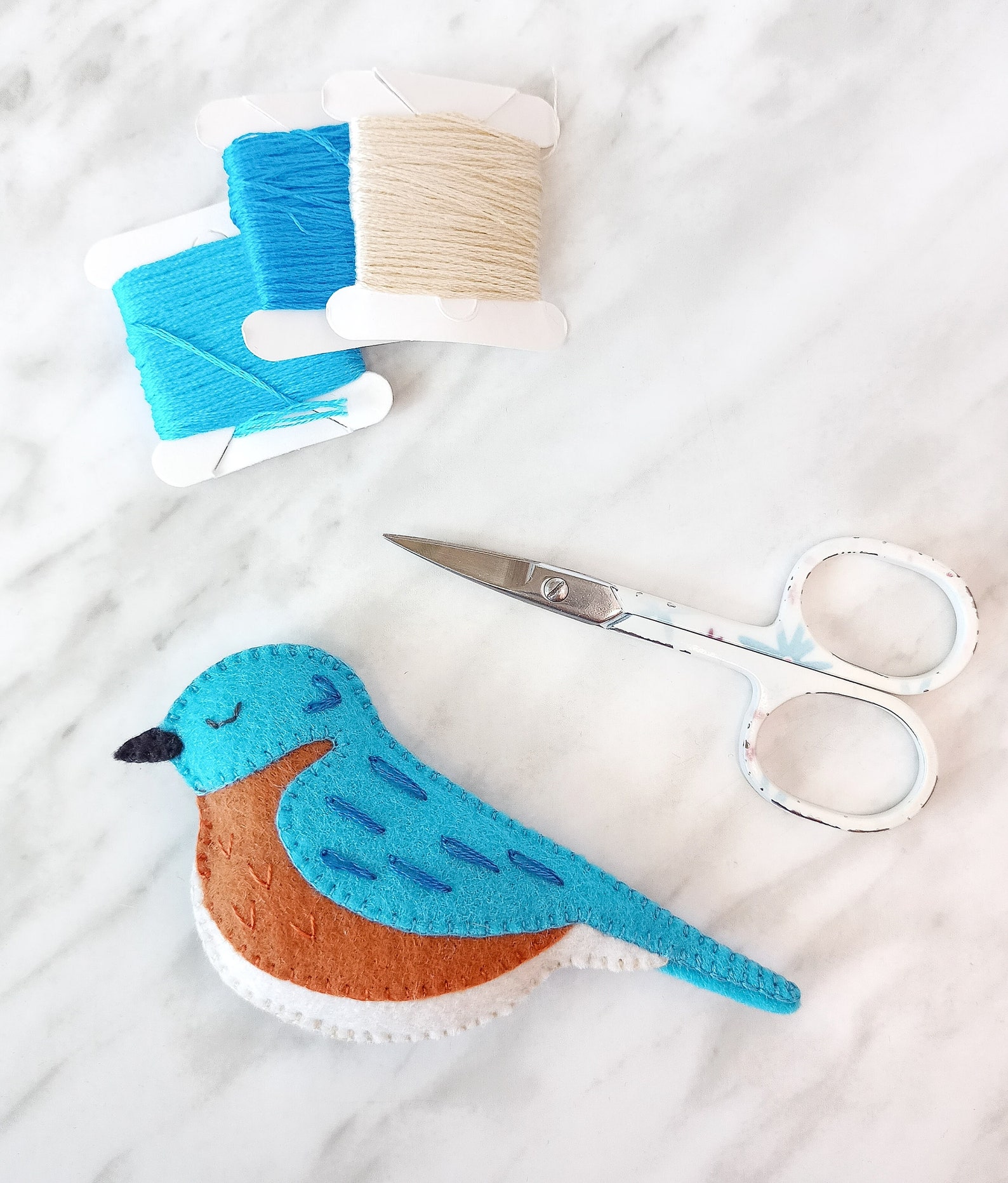Felt Bluebird Sewing Pattern - PDF and SVG Files. Embroidered Felt Bird ...