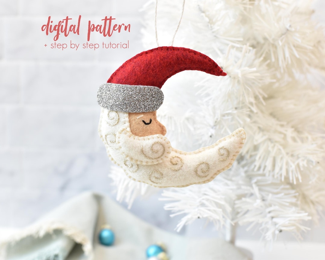 Felt Santa Pattern PDF, Easy Felt Crescent Santa DIY, Christmas Santa ...