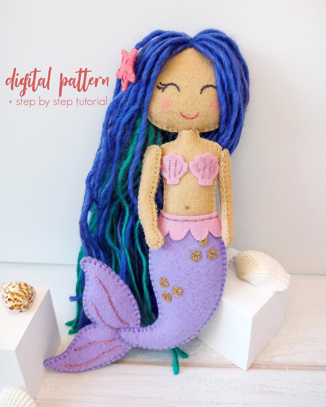 Felt Mermaid Pattern. Instant Download Sewing Tutorial. PDF Felt Doll ...