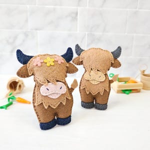 Highland Cow Sewing Pattern PDF, Easy Felt Animal DIY, Felt Cow ...