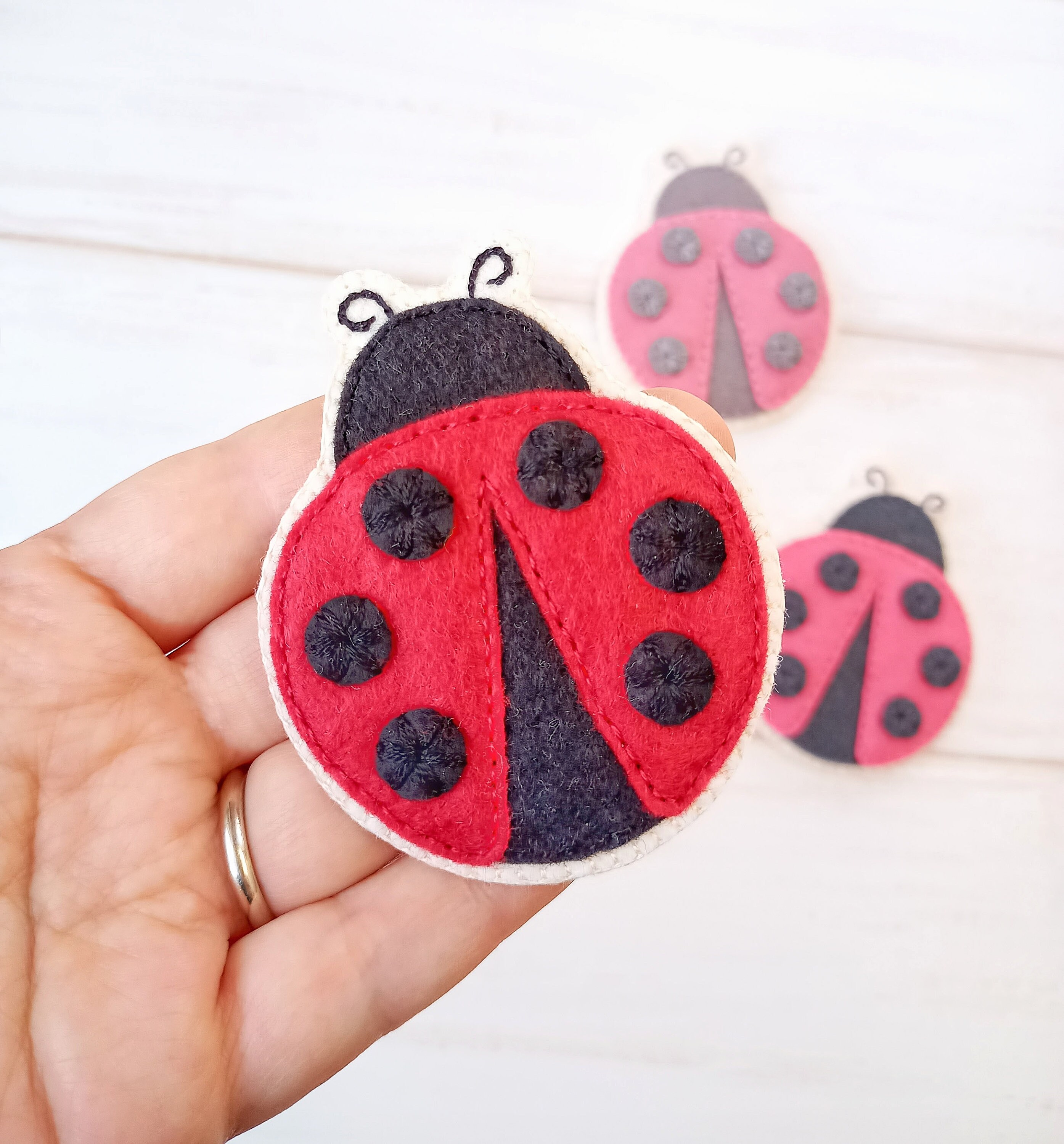 Felt Hand Sewing Pattern PDF, Embroidered Ladybug Pattern, Felt Bug ...