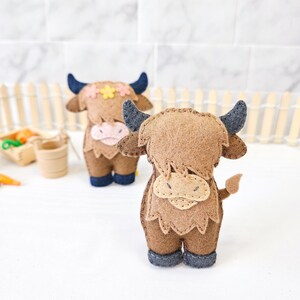 Highland Cow Sewing Pattern PDF, Easy Felt Animal DIY, Felt Cow ...