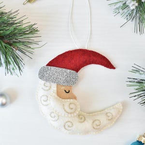 Felt Santa Pattern PDF, Easy Felt Crescent Santa DIY, Christmas Santa ...