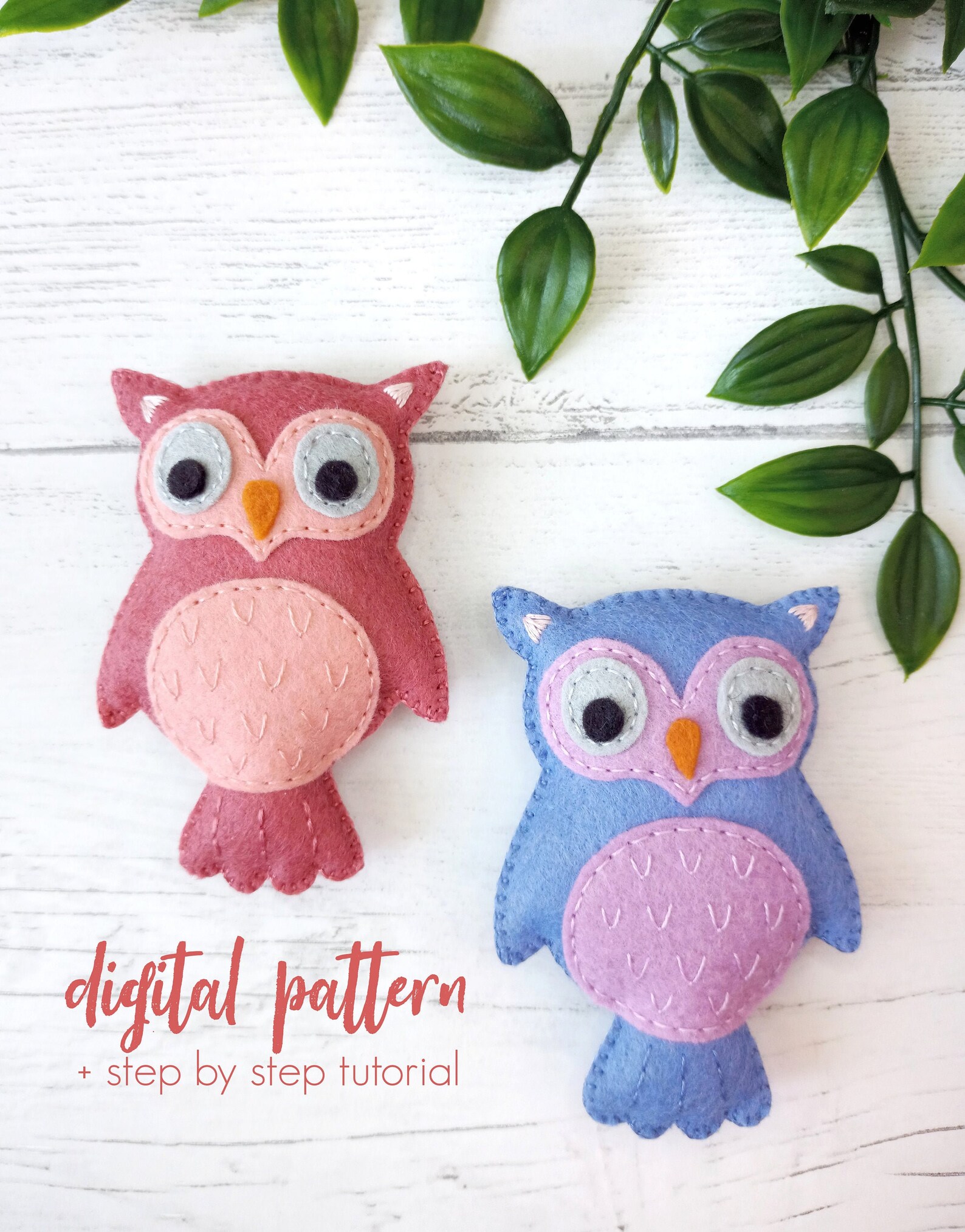 PDF Pattern - Felt Owl Stuffed Animal Sewing Pattern. Felt Woodland ...