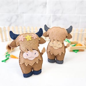 Highland Cow Sewing Pattern PDF, Easy Felt Animal DIY, Felt Cow ...