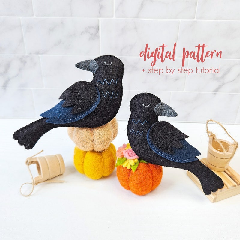 Raven Felt Bird - Etsy