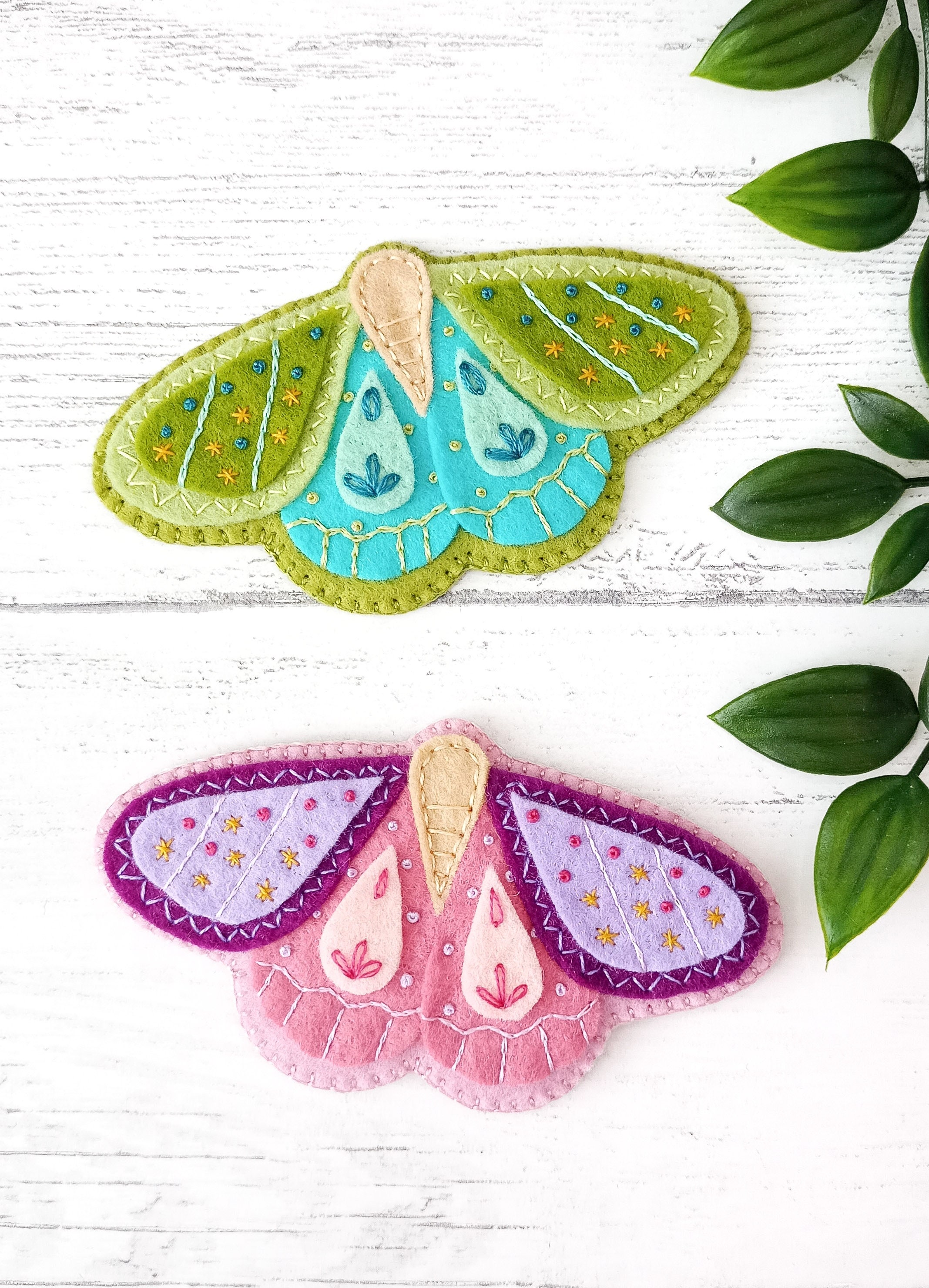 PDF Felt Pattern Felt Embroidered Moth. Hand Embroidery - Etsy