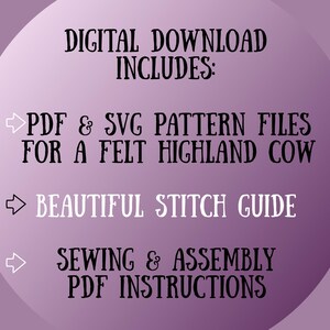 Highland Cow Sewing Pattern PDF, Easy Felt Animal DIY, Felt Cow ...